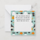 Turquoise "Happy Halloween" Pattern Custom Name Note Card | Zazzle