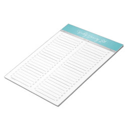 Turquoise Header Weekly Grocery List - Checklist Notepad | Zazzle