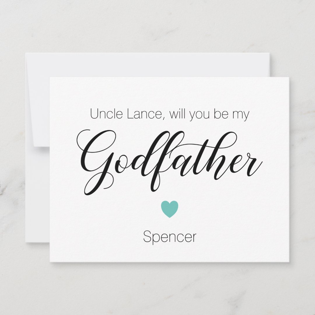 Turquoise Heart Will You Be My Godfather Proposal Invitation | Zazzle