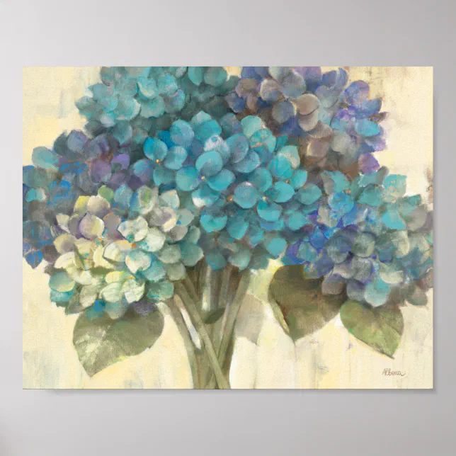 Turquoise Hydrangea Poster | Zazzle