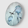 Turquoise Jellyfish Dance Large Clock | Zazzle