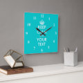 Turquoise Keep Calm wall clock with numbers | Zazzle
