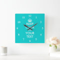 Turquoise Keep Calm wall clock with numbers | Zazzle