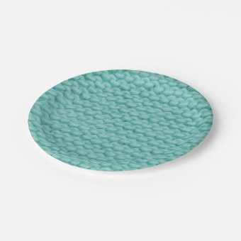 Turquoise Knit Paper Plates | Zazzle