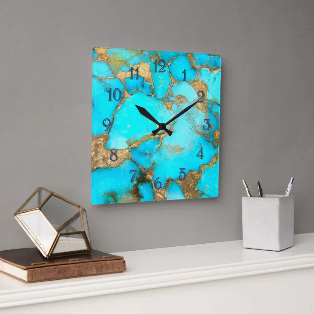turquoise large clock | Zazzle