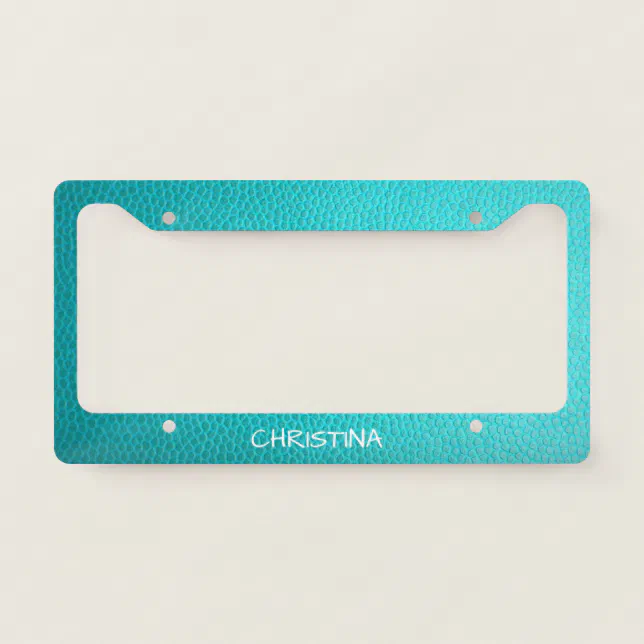 Turquoise Leather Look Custom License Plate Frame | Zazzle