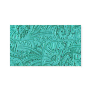 Turquoise Tooled Leather Print Western Fabric | Zazzle