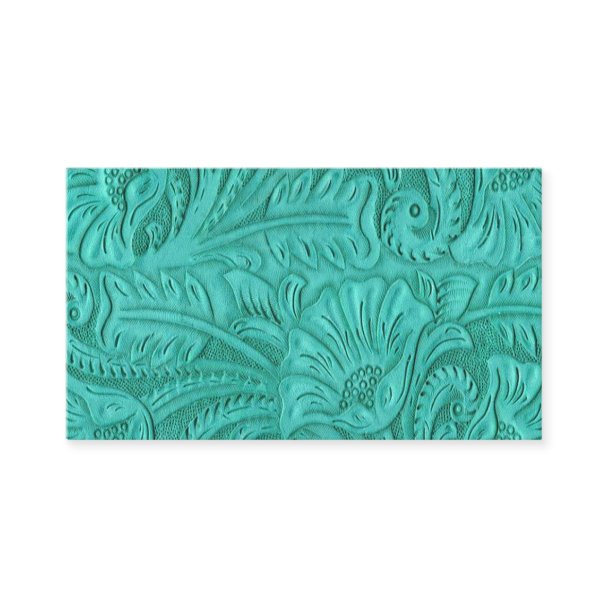 Turquoise Tooled Leather Print Western Fabric | Zazzle