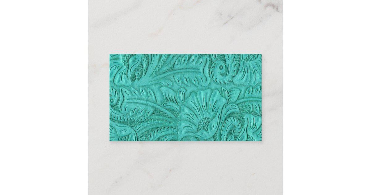 Turquoise Leather Print Business Cards | Zazzle