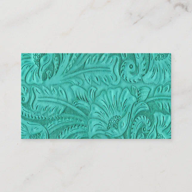 Turquoise Leather Print Business Cards | Zazzle