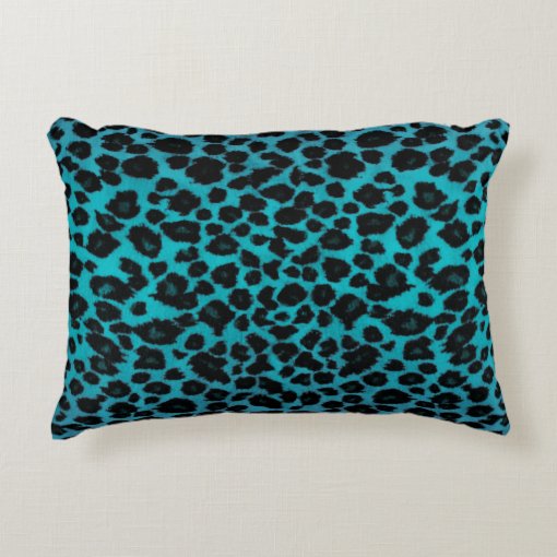 Turquoise Leopard Print Decorative Pillow | Zazzle