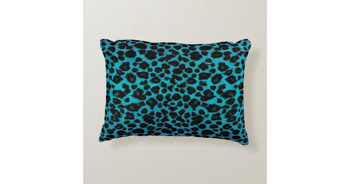 Turquoise Leopard Print Decorative Pillow | Zazzle