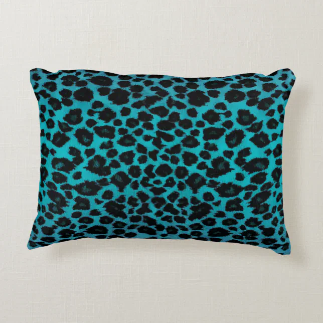 Turquoise Leopard Print Decorative Pillow | Zazzle