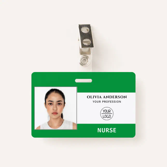 Turquoise Light Blue Business Photo Staff ID Badge | Zazzle