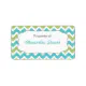 Turquoise & Lime Chevron Property of School ID Label | Zazzle