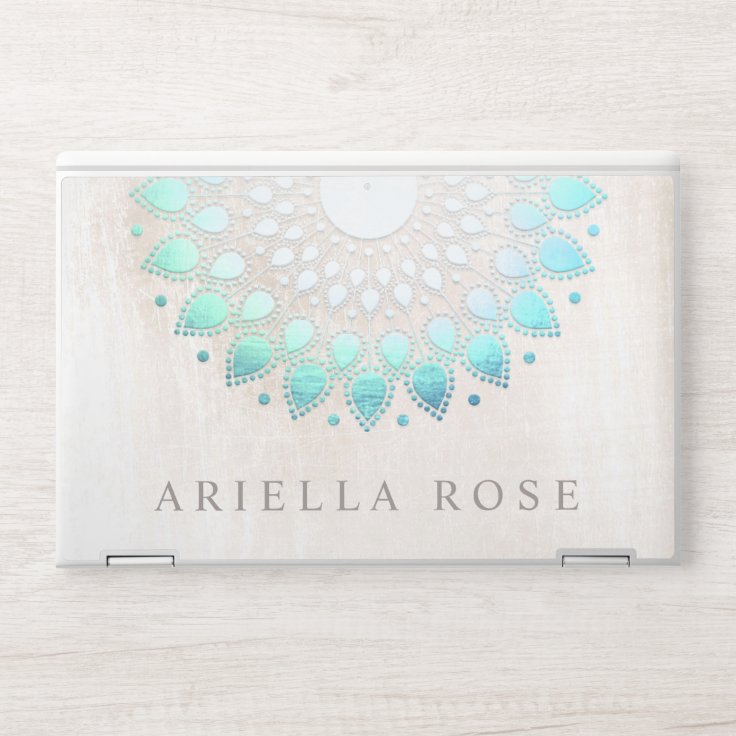 Turquoise Lotus Flower Mandala HP Laptop Skin | Zazzle