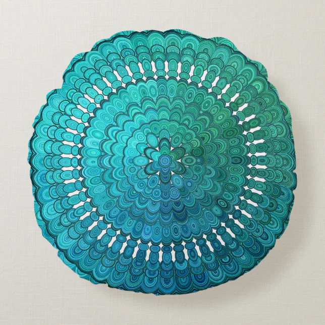 Turquoise Mandala Round Pillow | Zazzle