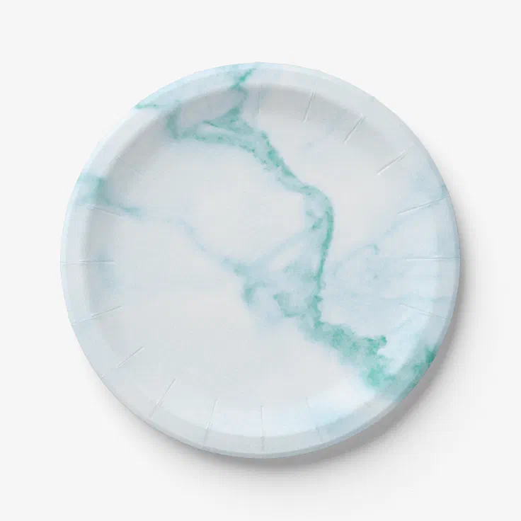 Turquoise Marble Paper Plate | Zazzle