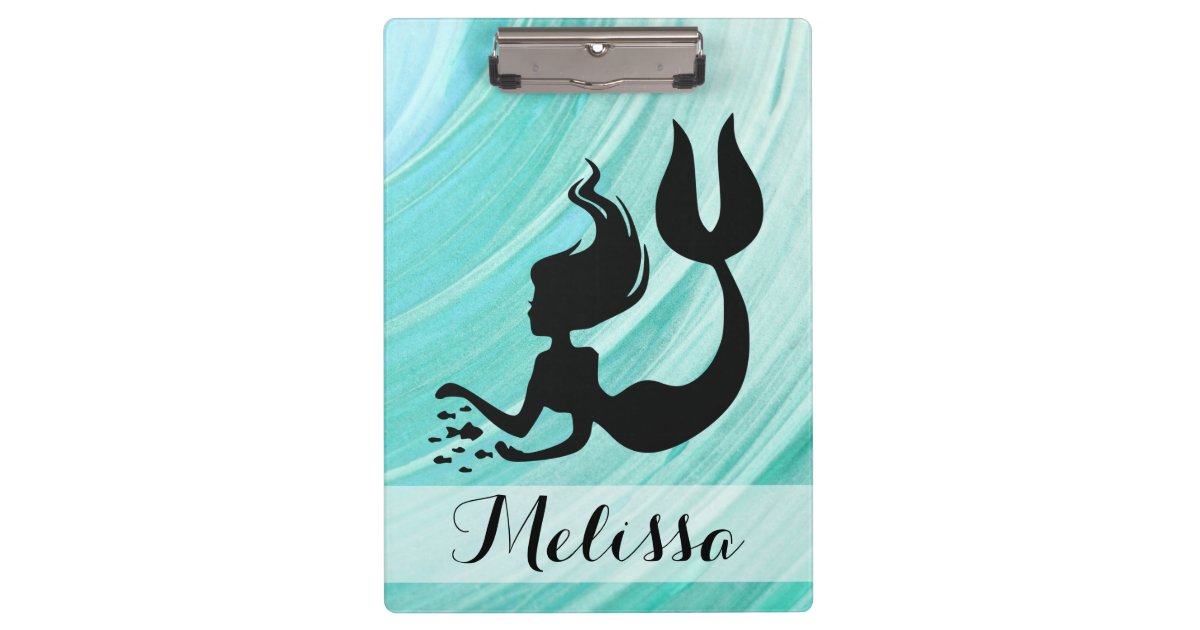 Turquoise Mermaid Silhouette Clipboard | Zazzle