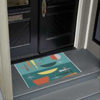 Turquoise Mid Century Modern Floor Mat | Zazzle