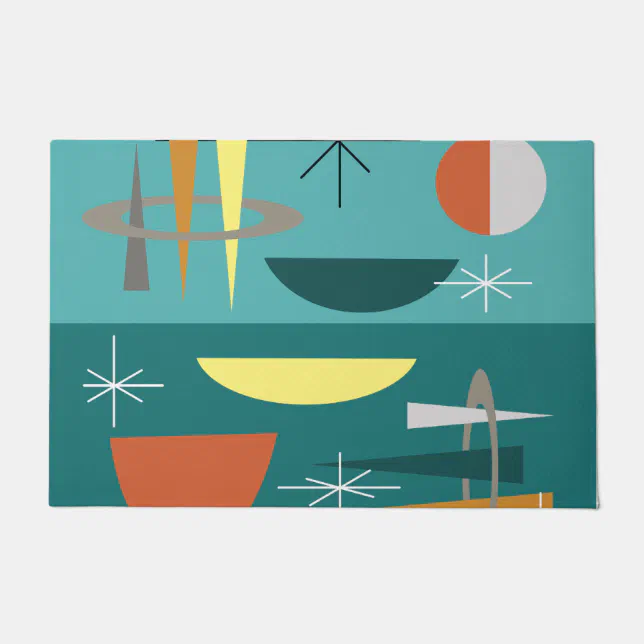 Turquoise Mid Century Modern Floor Mat | Zazzle