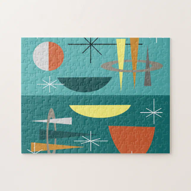 Turquoise Mid Century Modern Jigsaw Puzzle | Zazzle