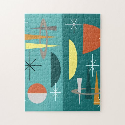 Turquoise Mid Century Modern Jigsaw Puzzle | Zazzle