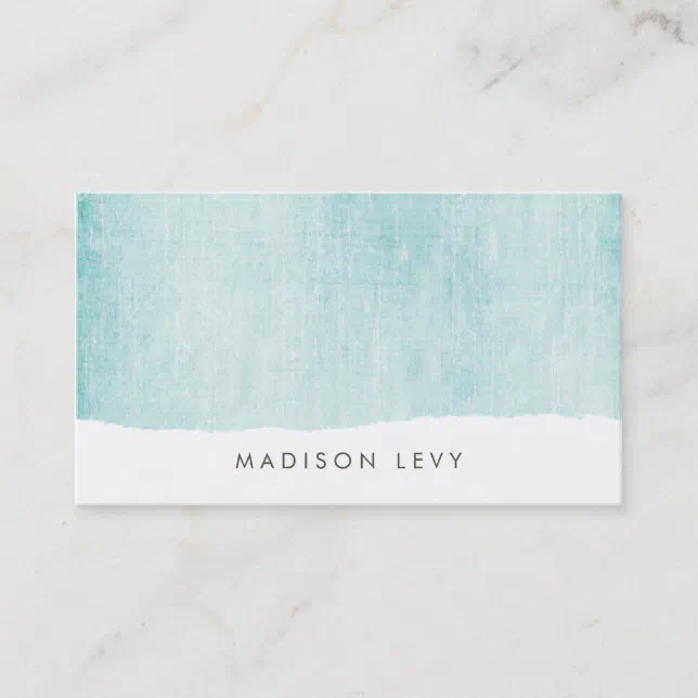 Turquoise Minimalist Distressed Torn Cards | Zazzle