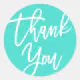 Turquoise Modern Calligraphy Thank You Classic Round Sticker | Zazzle