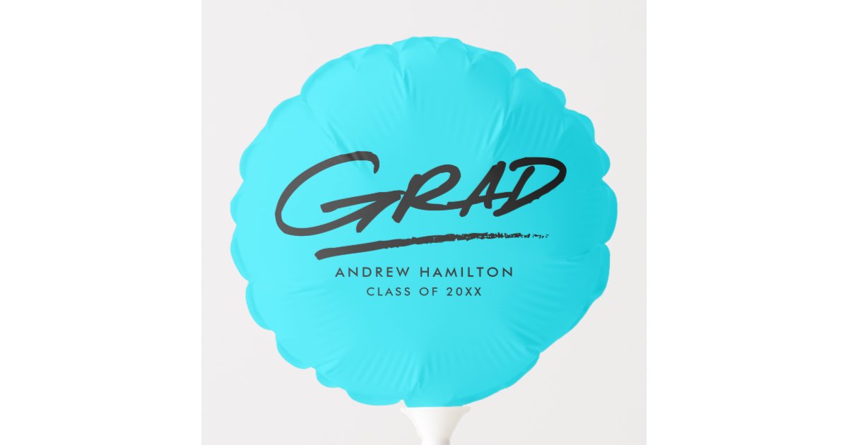 Turquoise Modern Dash Personalized Graduation Balloon | Zazzle
