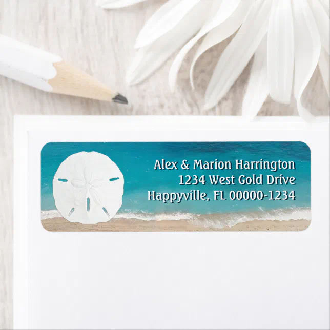 Turquoise Ocean Sand Dollar Return Address Label | Zazzle