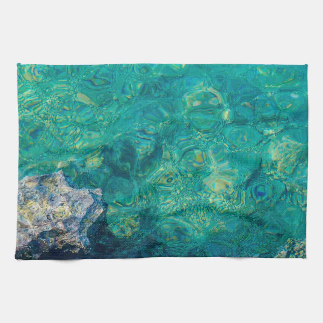 Turquoise ocean water kitchen towel | Zazzle
