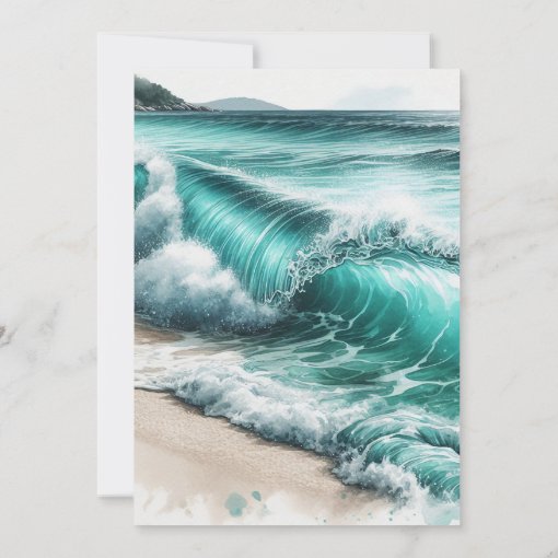 Turquoise Ocean Waves Coastal Wedding Invitation | Zazzle