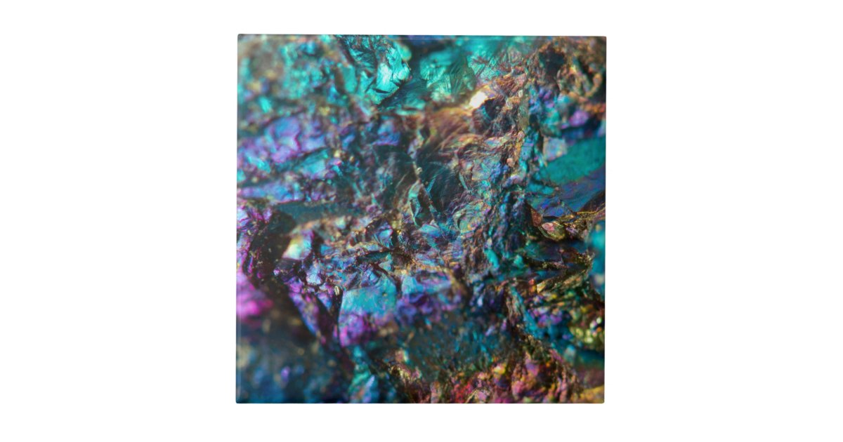 Turquoise Oil Slick Quartz Ceramic Tile | Zazzle