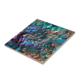 Turquoise Oil Slick Quartz Ceramic Tile | Zazzle