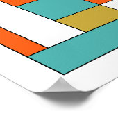 Turquoise Orange Gold Color Block Mid Century Poster | Zazzle
