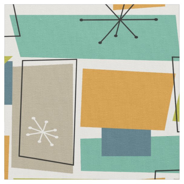 Mid-Century Modern Rectangles Design Fabric 33 | Zazzle