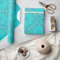 Turquoise Paisley Bandana Scarf Fabric Print Wrapping Paper | Zazzle