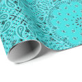 Turquoise Paisley Bandana Scarf Fabric Print Wrapping Paper | Zazzle