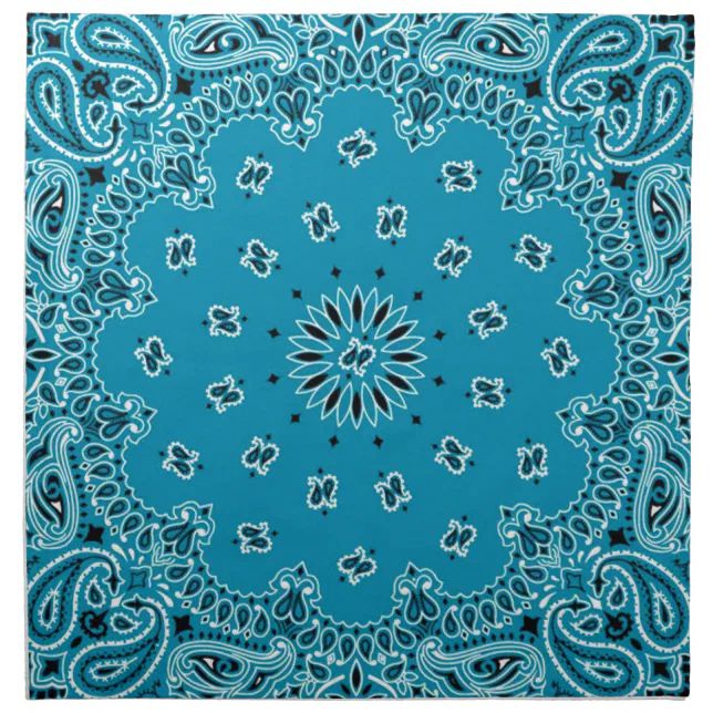 Turquoise Paisley Western Bandana Scarf Print Cloth Napkin | Zazzle