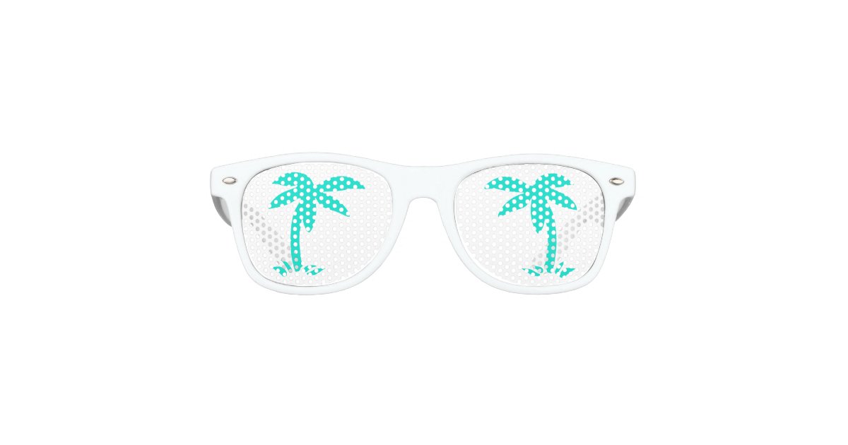 Turquoise Palm Trees Retro Sunglasses Zazzle