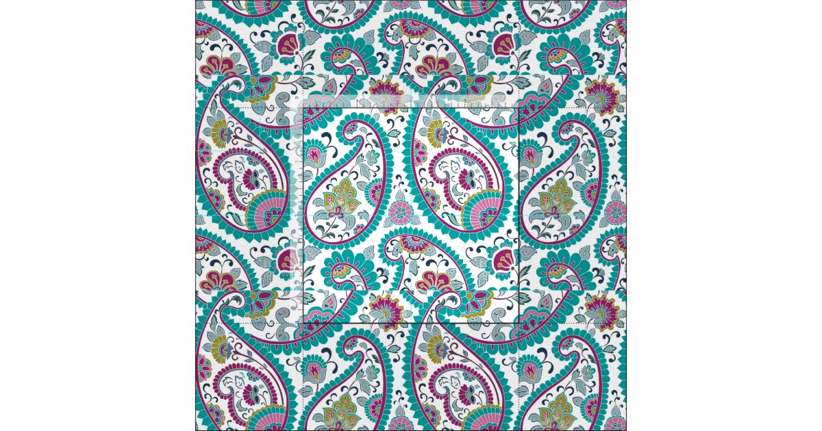 Turquoise Persian Boteh Paisley Pattern Fabric | Zazzle