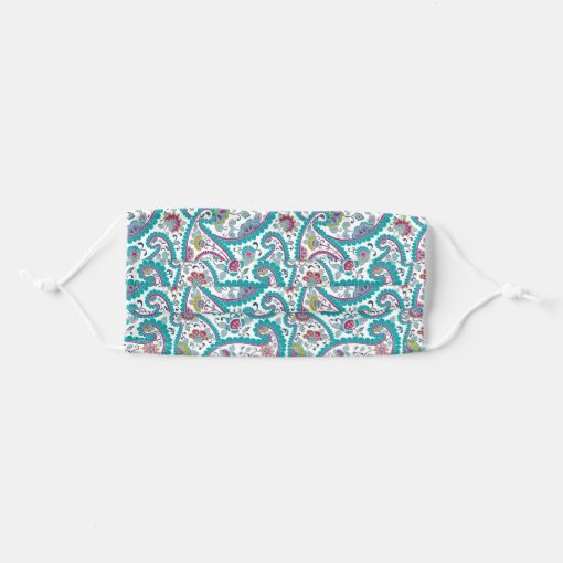 Turquoise Persian Boteh Paisley Pattern Face Mask | Zazzle
