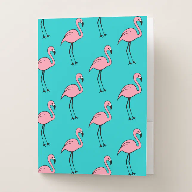 Turquoise Pink Flamingo School Office Folders | Zazzle
