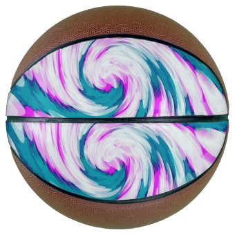 Turquoise Pink Tie Dye Swirl Basketball | Zazzle