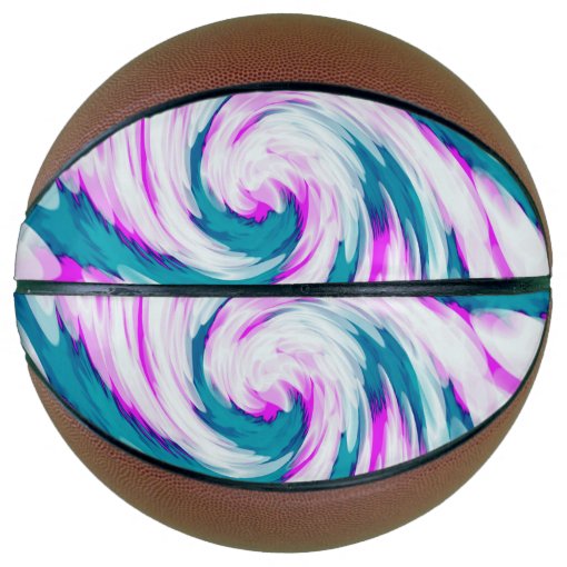 Turquoise Pink Tie Dye Swirl Basketball | Zazzle