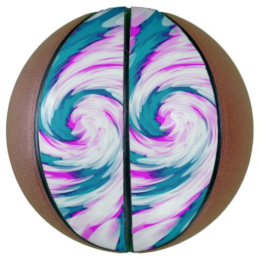 Turquoise Pink Tie Dye Swirl Basketball | Zazzle