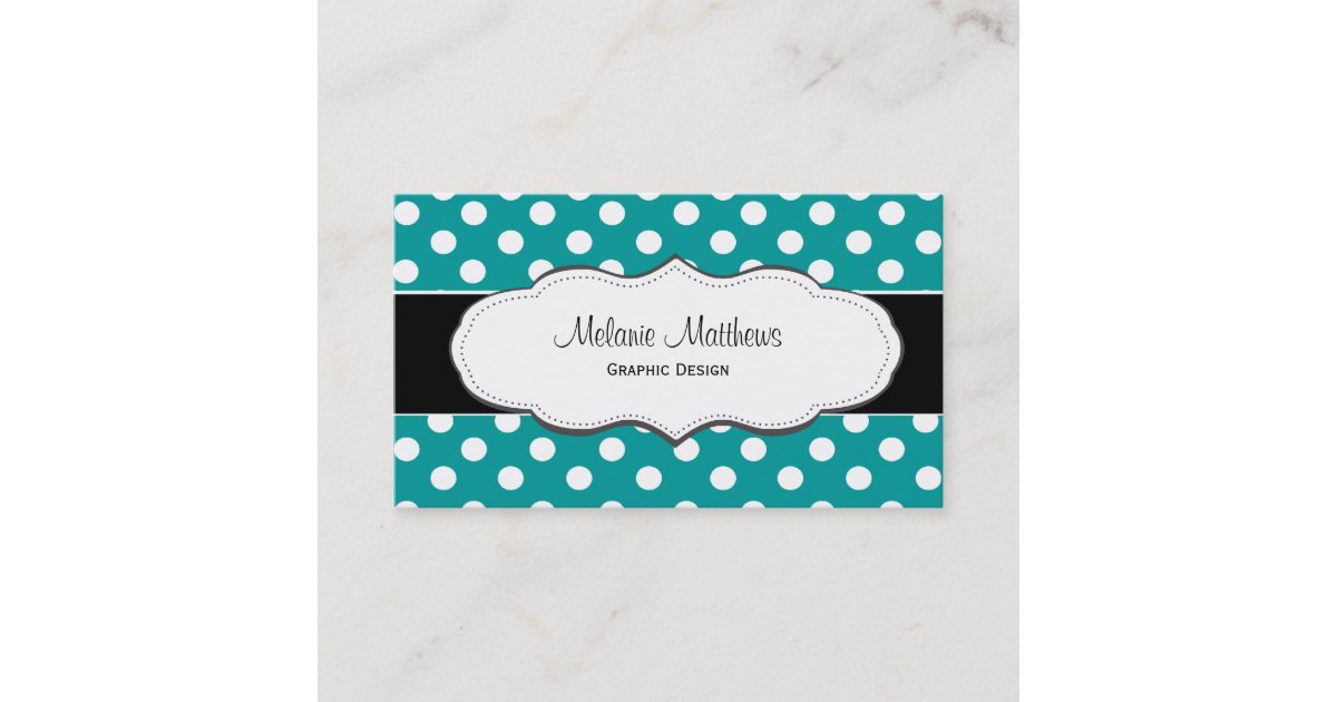 Turquoise Polka Dot Business Cards | Zazzle