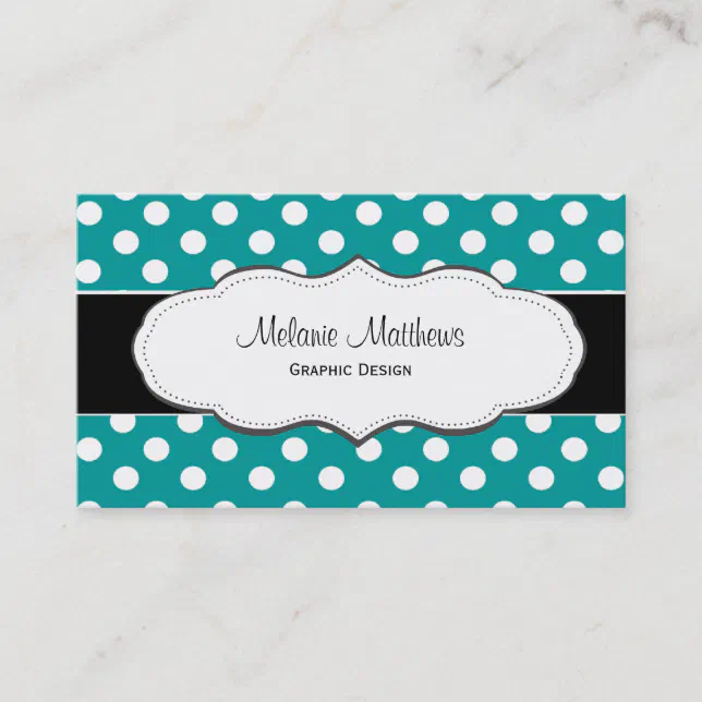 Turquoise Polka Dot Business Cards | Zazzle