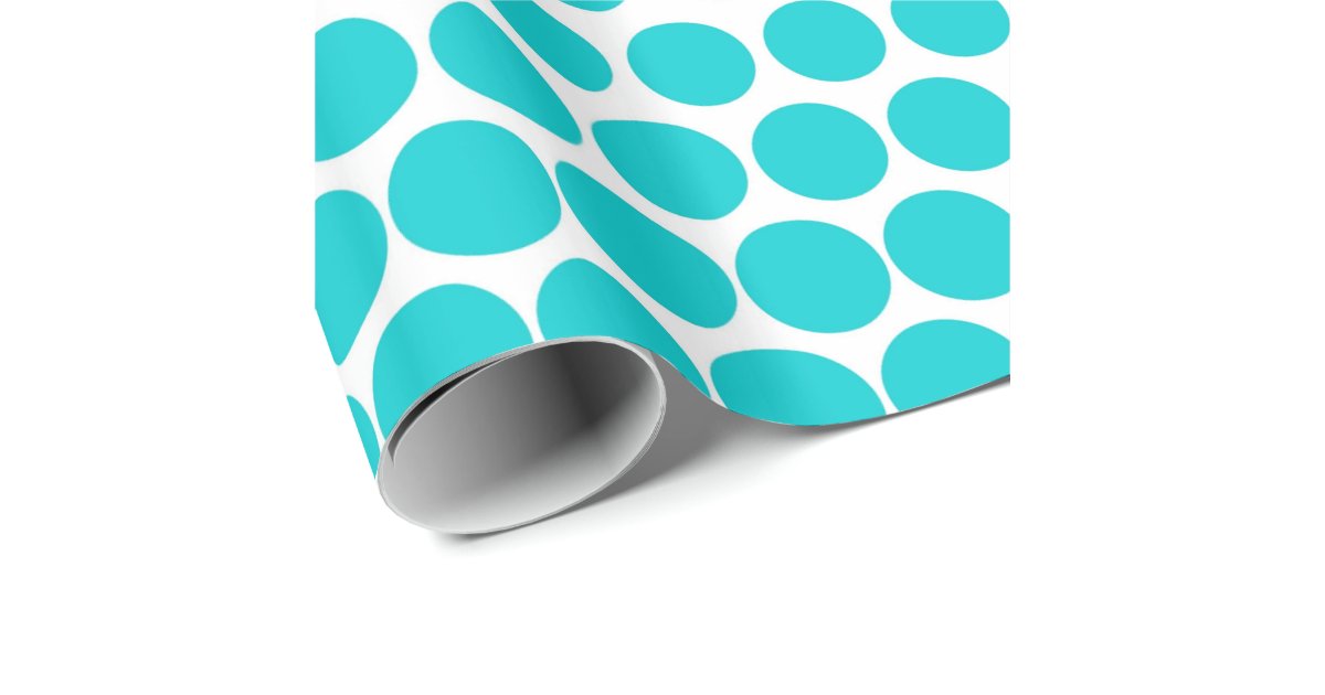 Turquoise Polka Dot Modern White Wrapping Paper | Zazzle